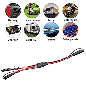 OUQYLG SAE Splitter Adapter 10AWG SAE DC Power Automotive Connector Cable Y Splitter 1 to 2 SAE Extension Cable, Suitable for Solar Battery Connection and Transfer 15.7in/40cm - with Protective Cove