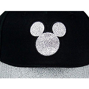 Disney Silver Tone Glitter Mickey Mouse Baseball Cap