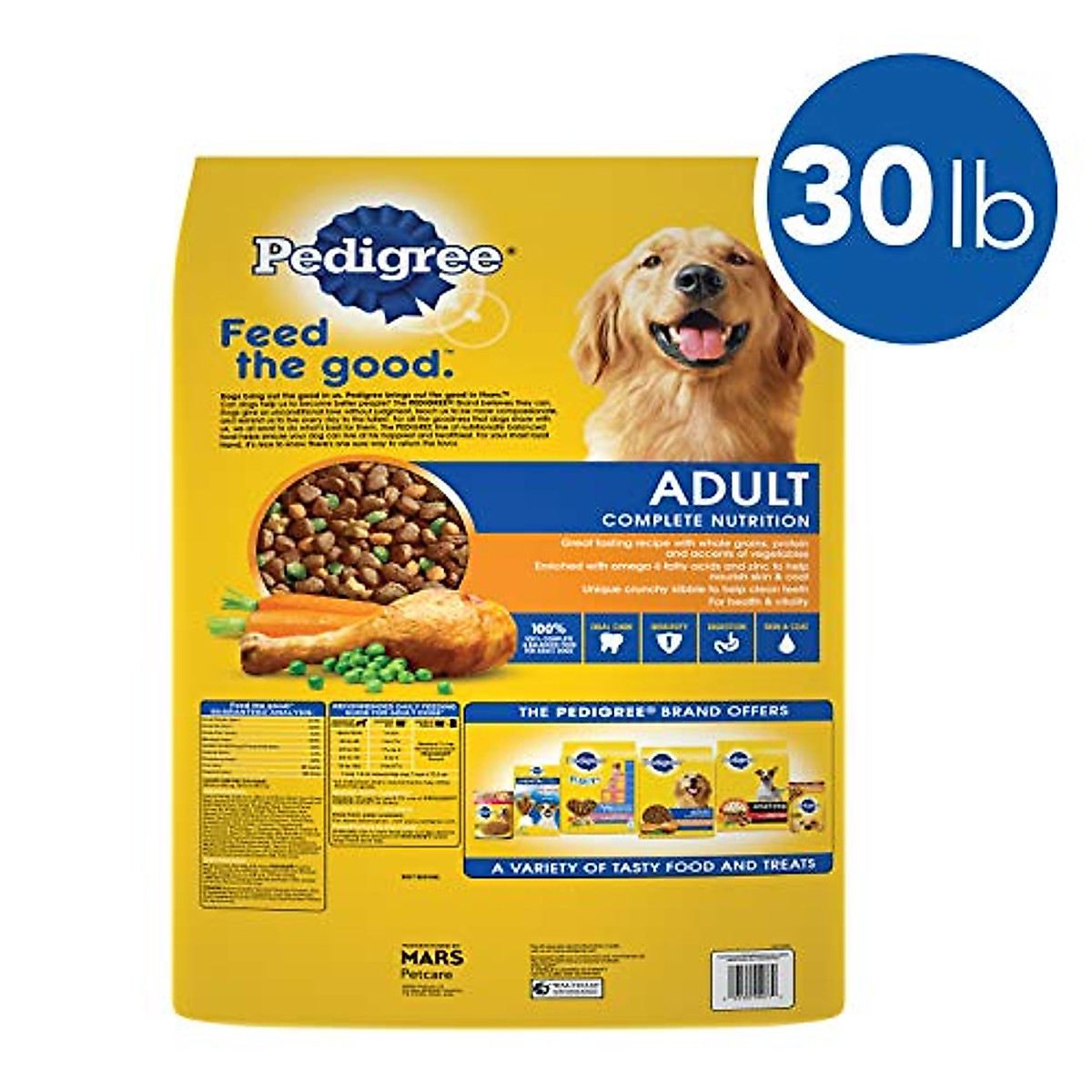 PEDIGREE Complete Nutrition Adult Dry Dog Food Roasted Chicken, Rice & Vegetable Flavor Dog Kibble, 30 lb. Bag