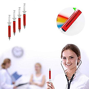 SunAngel Syringe Pen Nurse Pen Writes In Black Ink, For Boys And Girls, Imaginary Doctor Play, School Supplies(Red, 60PCS)