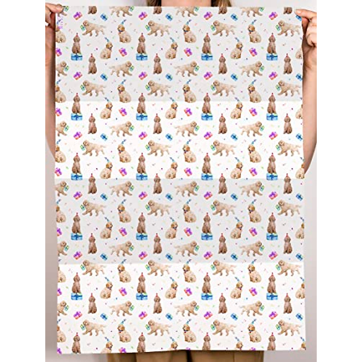 CENTRAL 23 Birthday Gift Wrap - Dog Wrapping Paper - 6 Sheets Funny Gift Wrap For Men And Women - Cockapoo Birthday Party - For Fur Mom Or Dog Dad - Vegan Ink - Comes With Cute Stickers