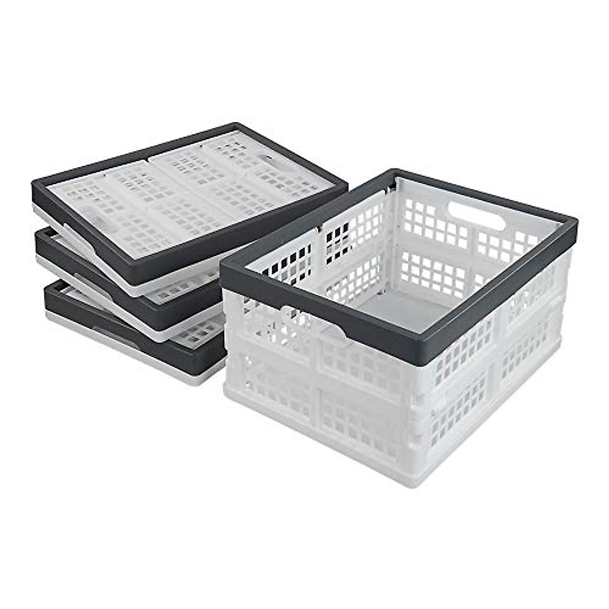 Teyyvn 4-Pack Collapsible Milk Crates, 15L Plastic Stackable Storage Bins Utility Folding Baskets