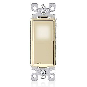 Leviton L5613-2I 15 Amp, 120/277 Volt, Decora LED Illuminated Rocker 3-Way AC Quiet Switch, Residential Grade, Grounding, Ivory
