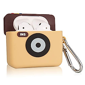 Mulafnxal for Airpods 1&2 Case, Cute 3D Funny Cartoon Soft Silicone Fun Protective Airpod Cover Design Shockproof Skin, Trendy Fashion Accessories Cases for Teens Girls Air pods (Grey Yellow Camera)