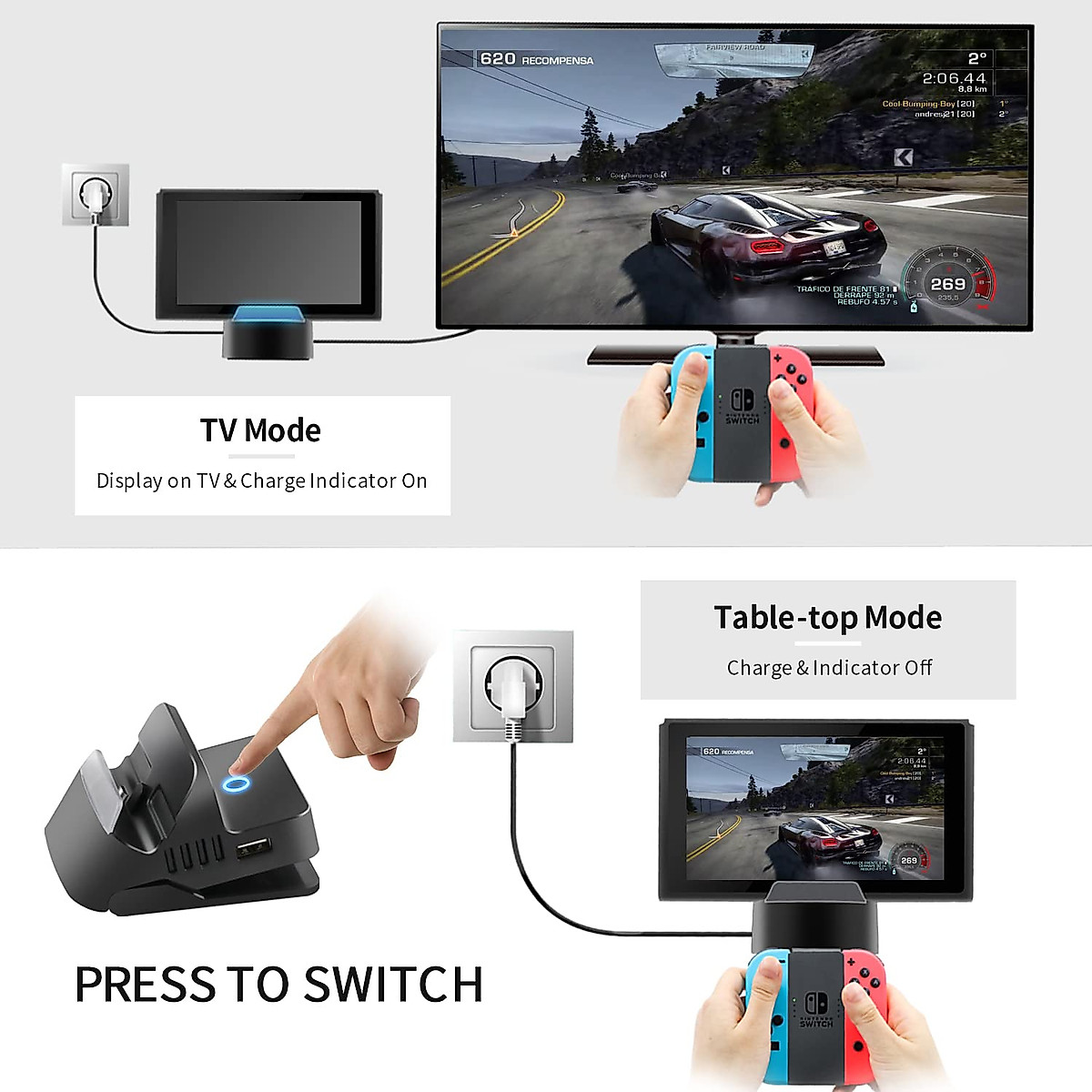 Switch Dock Compatible with Switch, binbok Portable Switch TV Dock Switch Charging Docking Station HDMI Adapter USB 3.0
