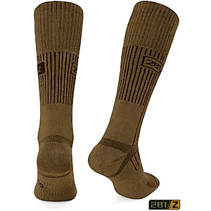 281Z Army Demi Season Breathable Over The Calf Uniform Boot Socks (Coyote Brown)(Medium 4 Pairs Pack)