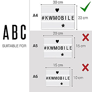 kwmobile Cinema Light Box Letters A4 Size - 105 Pieces Black Replacement Letters for Sign Letters Numbers and Symbols
