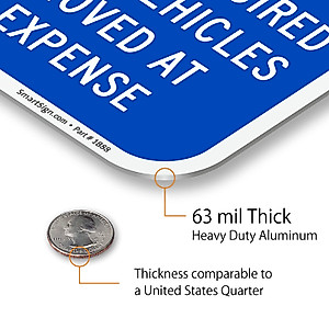 SmartSign "Handicapped Parking - Special Plate Required, Unauthorized Vehicles Removed" Sign | 12" x 18" 3M Engineer Grade Reflective Aluminum