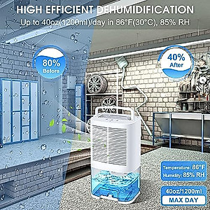 Gocheer Upgrated Dehumidifier for Basement Home, Small Portable Dehumidifiers for Room Home with Drain Hose, 68oz (2000ML) 8000 Cubic Feet 800 Sq.ft, Quiet Dehumidifiers for Bathroom RV Bedroom Closet Kitchen