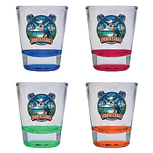 R and R Imports Punta Cana Dominican Republic Souvenir 1.5 Ounce Shot Glass Round PARROT2