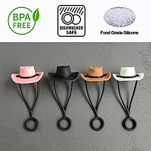 HomDsg 4 Pack Silicone Cowboy Hat Straw Covers Cap Compatible with Stanley Cup 30 40 oz, Cute Funny Tumbler Straw Topper Accessories for Man & Woman Christmas Gift