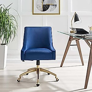 Modway Discern Performance Velvet Swivel Office Chair in Navy