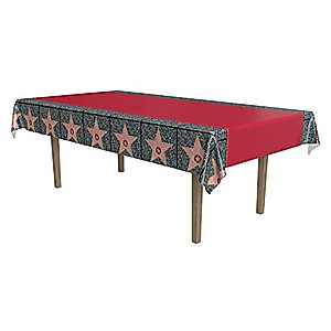 Beistle Carpet "Star" Tablecover, 54 by 108-Inch, Red