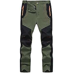 TBMPOY Men's Hiking Work Cargo Pants Lightweight Waterproof Quick Dry Outdoor Mountain Pant Fishing Camping Green 36
