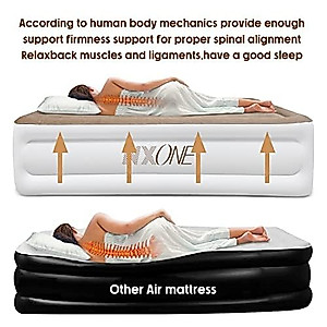 NXONE Air Mattress,18 inch Inflatable Airbed Luxury Double High Self Inflation Deflation Queen Air Mattress withUpgraded Built-in Pump, Blow Up Guest Bed for Home Portable Camping Travel,650lb MAX