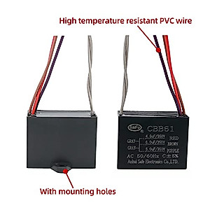 AKZYTUE CBB61 Capacitor 4.5uf+6uf+5uf 350V AC Ceiling Fan 5 Wire 50/60Hz for Starting Electric Fan Generator Pump Motor