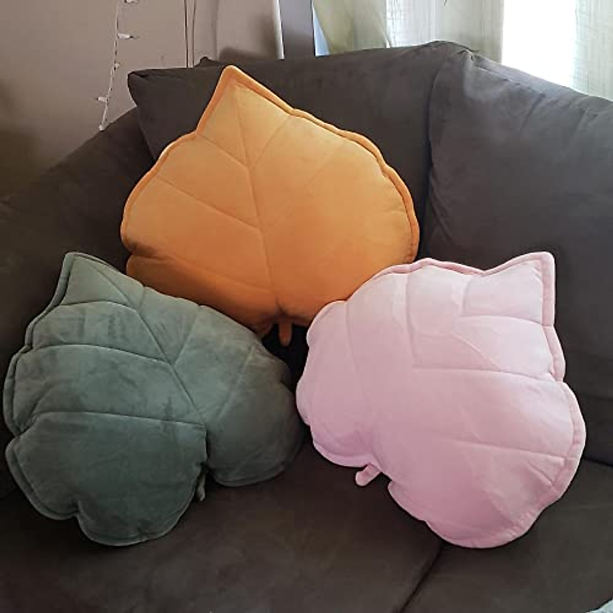 Teieas Elero 3D Leaf Shaped Throw Pillows Plant Pillow Novelty Plush Cushion Backrest Pillow Home Decoration for Car, Bedroom, Sofa, Couch, Living Room