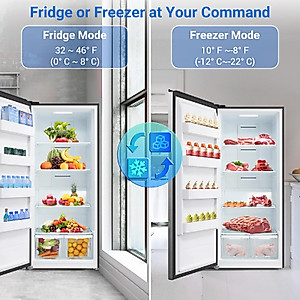 Smad 21 Cubic Feet Stand Up Freezer, Convertible Freezer/Refrigerator with LED Light, Stainless Steel Frost Free Upright Freezer with Left Open Door for Kitchen, Home,Garage