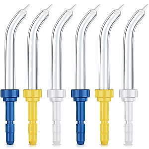 Tondiamo 6 Pieces Replacement Periodontal Tips Compatible with Waterpik 3 Colors Periodontal Tips Dental Water Flosser Replacement Tips Flossing Tips for Water Flossers and Other Oral Irrigators