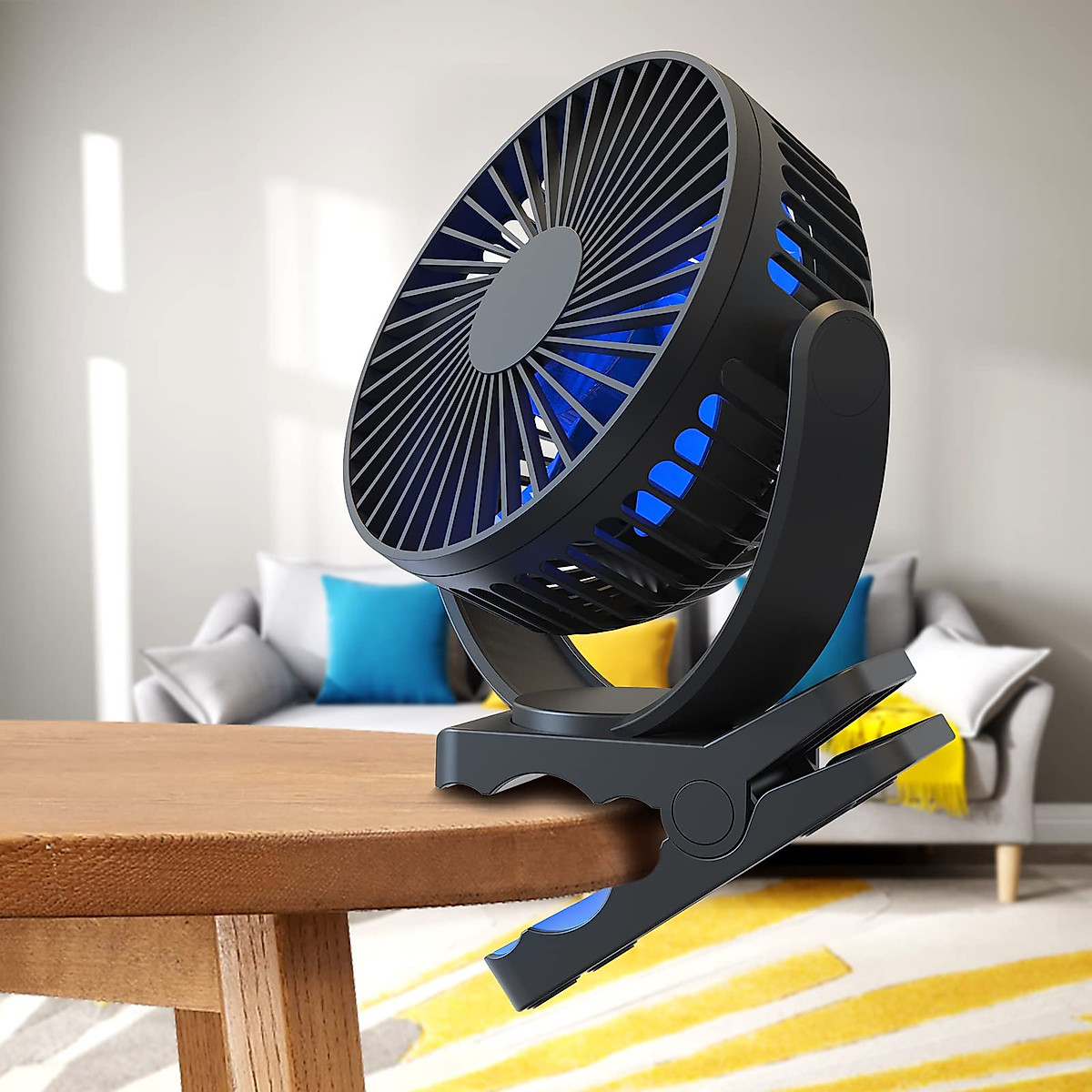 xasla 6700mAh Clip on Fan Rechargeable, Battery Operated USB Desk Fan, Quiet & Strong Airflow, Portable Personal Fan for Baby Stroller, Golf Cart, Camping, Beach, Treadmill, Travel