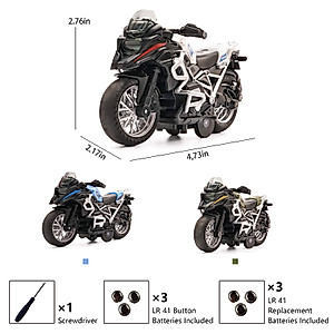 Diecast Motorcycle Toy - Pull Back Toy Cars with Sound and Light Toy,Motorcycle Toys for Boys,Toys for 3-9 Year Old Boys (Blue)