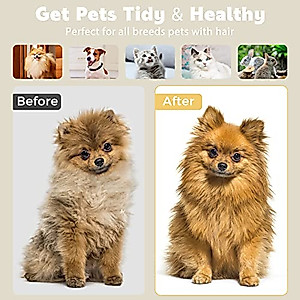 OurMiao Paw Cat Brush with Release Button, Self Cleaning Cat Brush for Shedding, Cat Hair Brush for Grooming Long and Short Haired Cats Dogs (Yellow)