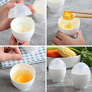6pcs Microwave Egg Cooker Egg Steamed Cups Holder Oven Egg Steamer Omlette Maker for Instant Breakfast Home Kitchen Tools White