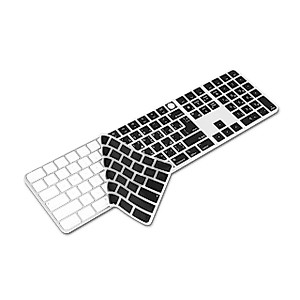 XSKN Arabic Black Silicone Keyboard Cover Skin for 2021 Released Apple 24 inches iMac M1 Chip Magic Keyboard with Touch ID and Numeric Keypad Model A2520 Keyboard Accessories - EU&US Version, K-391