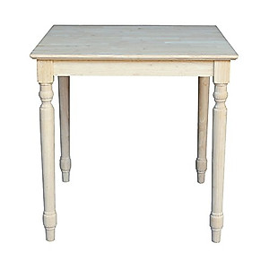 International Concepts Square Solid Wood Top Table with Turned Legs, 30-Inch