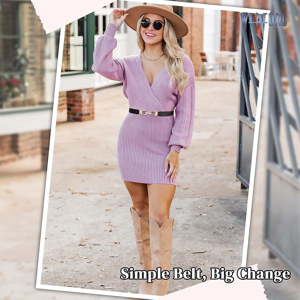 WERFORU 3 Pack Women Ladies Skinny Elastic Waist Belt Gold Buckle Stretchy Thin Belt for Dress Jeans,Black+Brown+White