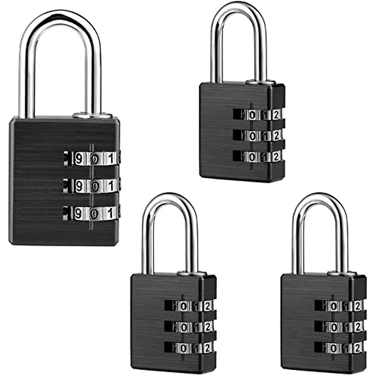 4 Pack Small Combination Lock，3 Digit Locker Lock with 9/16 in. Width Shackle，Small Combination Padlock for Luggage，Suitcase, Backpack