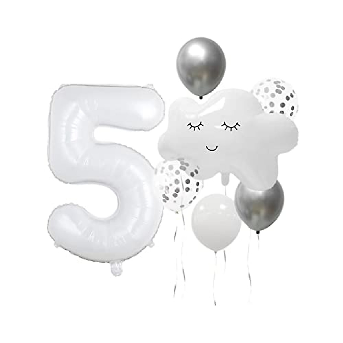 On Cloud 5 White Balloons Banner on Cloud 5TH Birthday Party Decorations for 5 Year Old Girl 4th Birthday Party Invite Decorations, 5 Years Old Birthday Balloon,5th Party Supplies Cloud Balloon