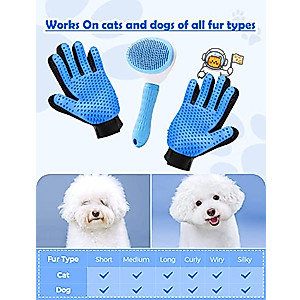Cat Grooming Glove Brush, RIFNEEIM Pet Deshedding Glove with Self Cleaning Slicker Brush, Efficient Pet Hair Remover Massage Tool with Enhanced Five Finger Design for Cat Dog