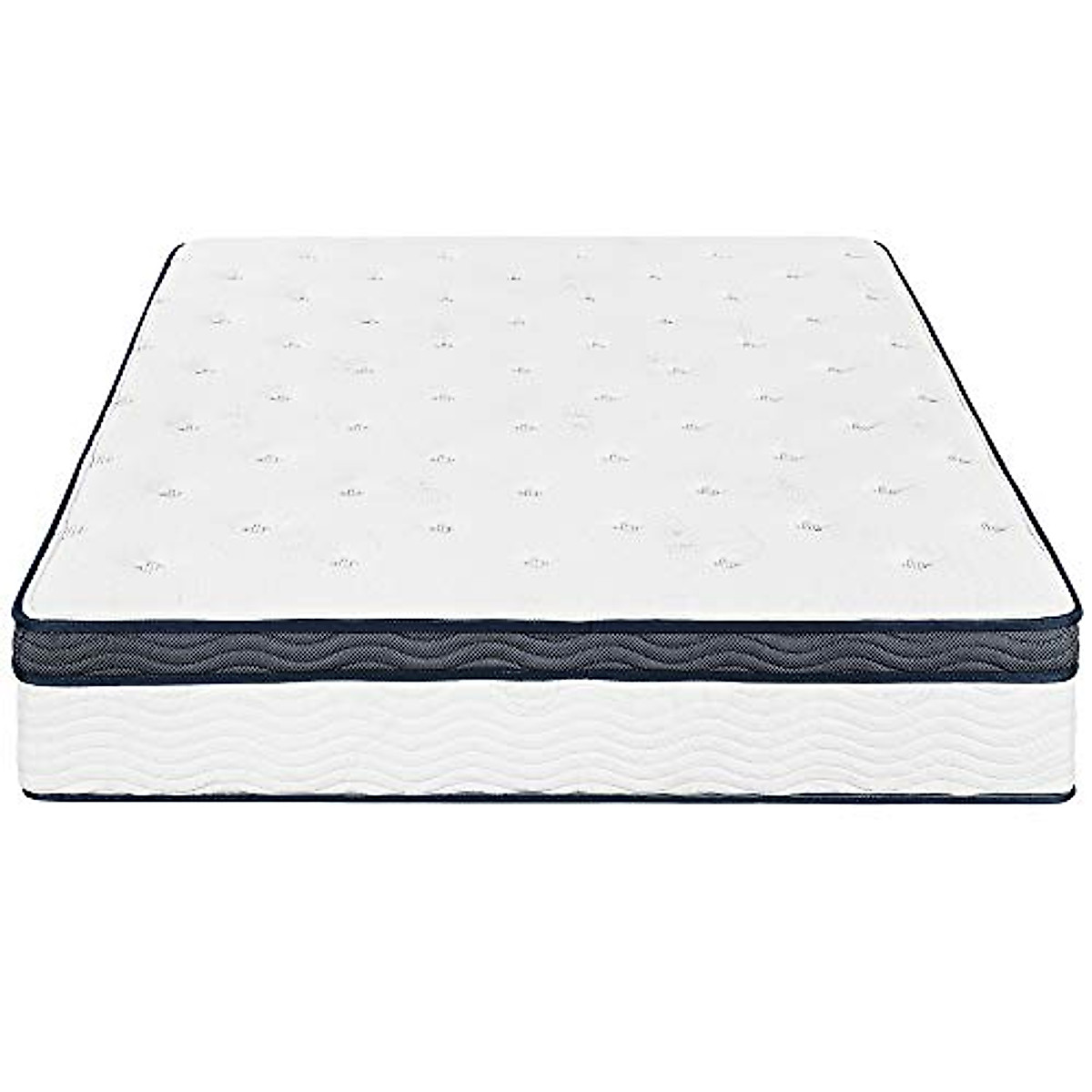 PrimaSleep 12 inch Euro Top Spring Mattress,White,Comfort Layers,Dark Green Piping, (King)