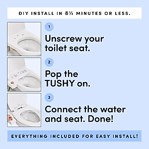 TUSHY Basic 2.0 Bidet Toilet Seat Attachment | A Non-Electric Self Cleaning Water Sprayer w/Adjustable Water Pressure Nozzle, Angle Control & Easy Home Installation (White/Bamboo)