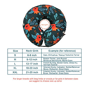 Purrrfect Life Protective Inflatable Collar for Dogs and Cats - Soft Pet Recovery Collar Does Not Block Vision, Prevents Pets from Touching Stitches, Wounds and Rashes (Floral, S)