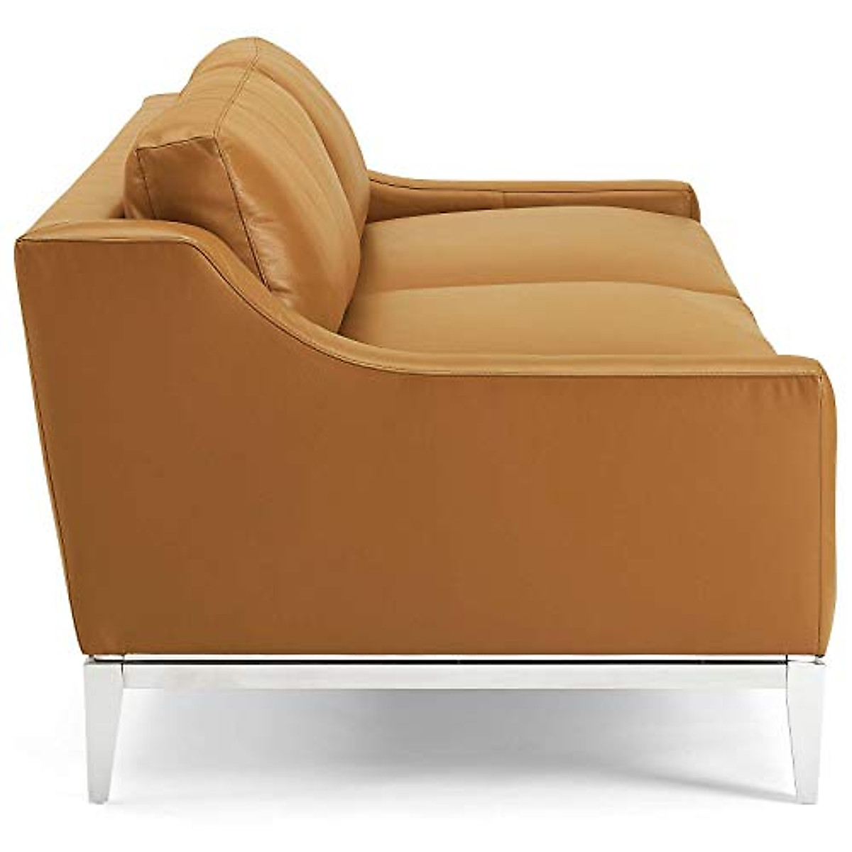 Modway Harness 83.5" Leather Sofa in Tan with Stainless Steel Base