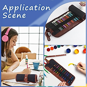 GORGECRAFT 36 Slots Canvas Pencil Roll Up Case Pencil Wrap Case Roll up Pouch Colored Pen Paint Wrap Organizer Holder Bag Brush Storage Charcoal Pencils Rolling Pouch for Painter Artist Black