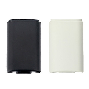 Yueton Pack of 2 Black and White Replacement AA Battery Case Back Cover Shell for Xbox 360 Controller