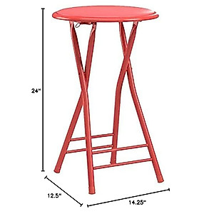 24-Inch Counter Height Bar Stool – Backless Folding Chair with 300lb Capacity for Kitchen, Recreation Room, or Game Room by Trademark Home (Red) Set of 1