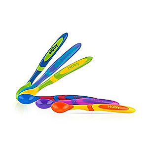 Nuby 6 Piece Long Handle Weaning Spoons, Assorted, One Size