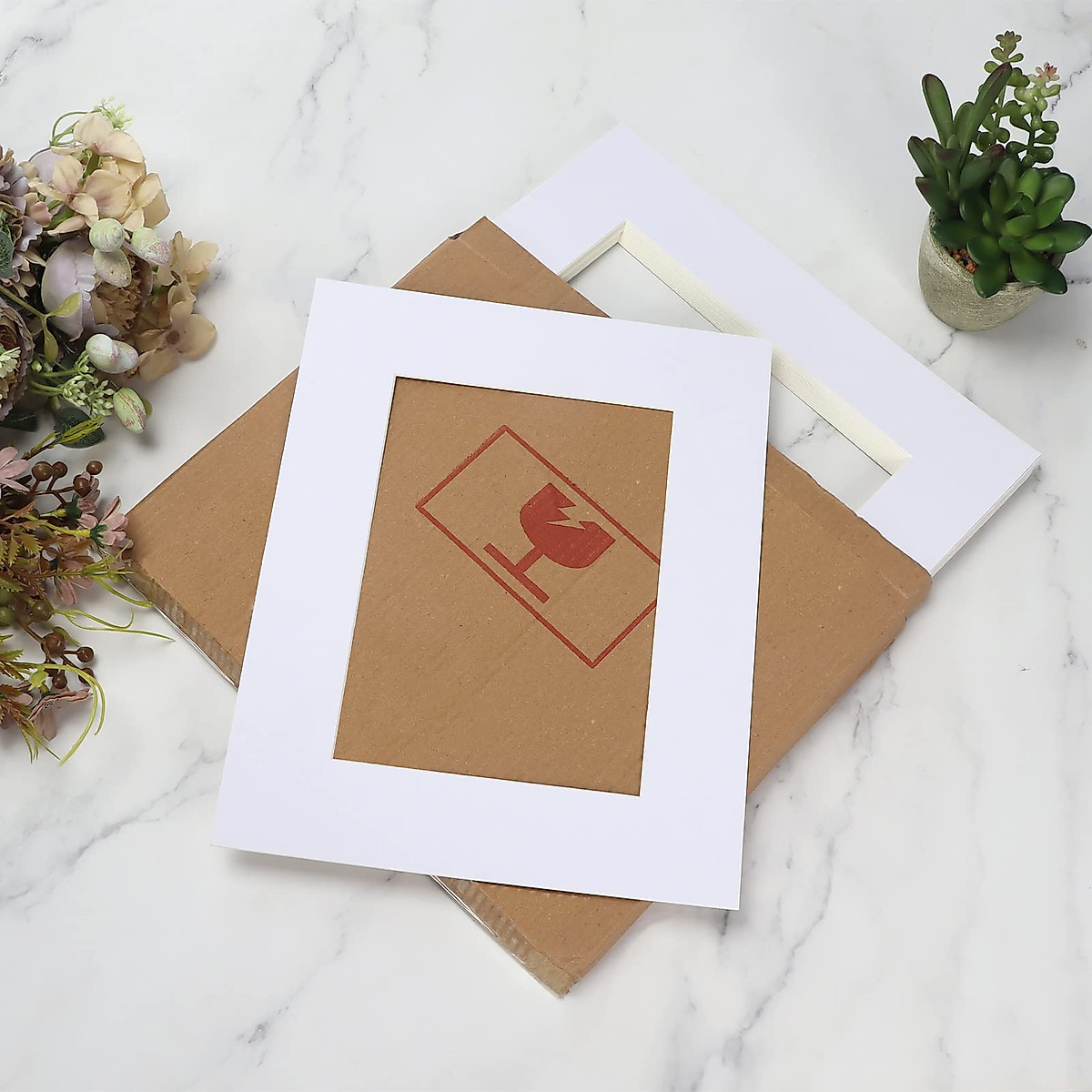 ZBEIVAN 8x10 White Picture Mats with Core Bevel Cut Frame Mattes for 5x7 Pictures- Pack of 12