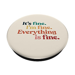 I'm fine Sarcastic Funny Cute Graphic Rainbow Mental Health PopSockets Standard PopGrip