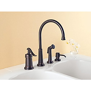 Pfister Ashfield Kitchen Faucet with Side Sprayer and Soap Dispenser, Single Handle, High Arc, Tuscan Bronze Finish, LG264YPY