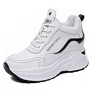 AINIFU Heightening Sneakers for Women White Running Shoes Walking Shoes Outdoor Casual Footwear（Heightening 3.2 inch）