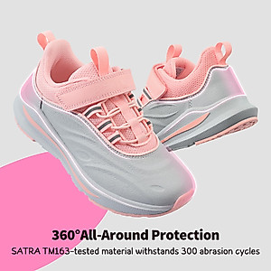 DREAM PAIRS Boys Girls Shoes Kids DuraPlay Tennis Running Athletic Protective Walking Sneakers for Little/Big Kid,Size 2 Little Kid,Light Grey/Pink,SDRS2335K