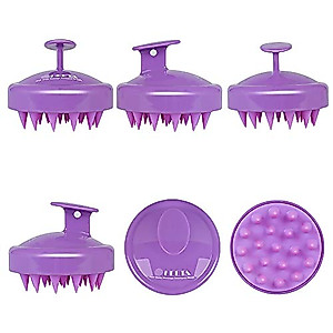 HEETA 2 Pack Hair Scalp Massager Shampoo Brush for Hair Growth, Hair Scalp Scrubber with Soft Silicone, Wet and Dry Hair Detangler (Black & Purple)