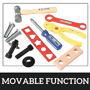 U. S. Toy Tool Set, Movable Play Tools for Kids, Pretend Play Kids Construction Kit for Kids, Party Favors, Birthday Gifts,, 12-Pack, Toddler Toys 3 Years & Up