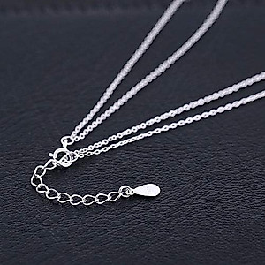 Artmiss Initial Heart Layered Pearl Pendant Necklace Silver Women Double Chain for Women