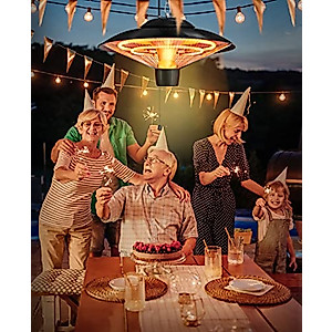 Hanging Patio Electric Heater, 1500W Outdoor Indoor Infrared Heater with 2 Adjustable Modes, Ceiling Mounted Outside Electric Heater, IP45 Waterproof, Black